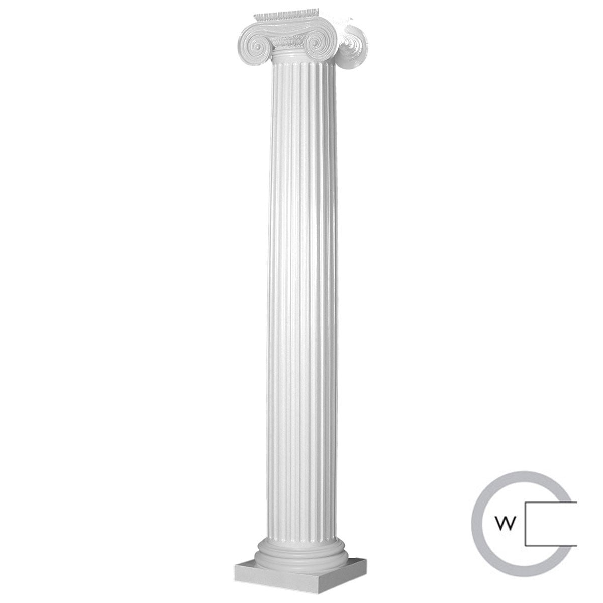 10"Dia. x 8'H Endura-Stone Fluted Column, Round Shaft (FRP) w/True ...