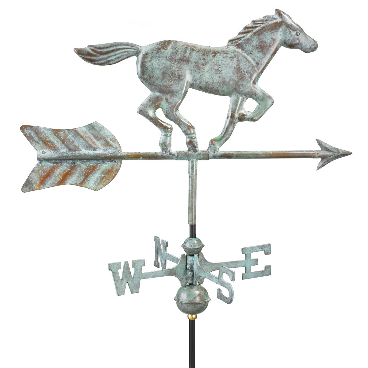 Horse Garden Weathervane - Blue Verde Copper w/Garden Pole - HomeOver.com