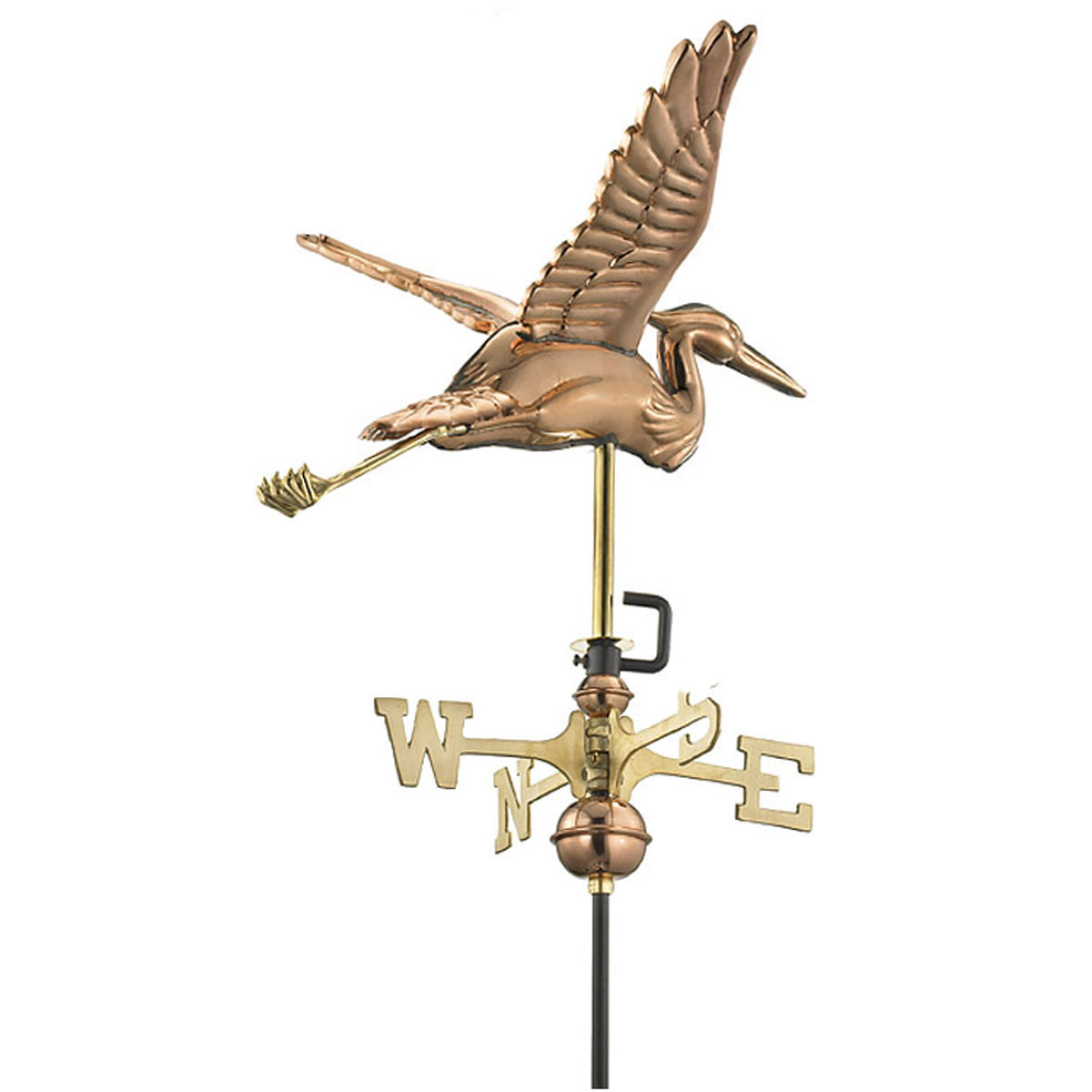 Blue Heron Garden Weathervane - Pure Copper w/Garden Pole - HomeOver.com